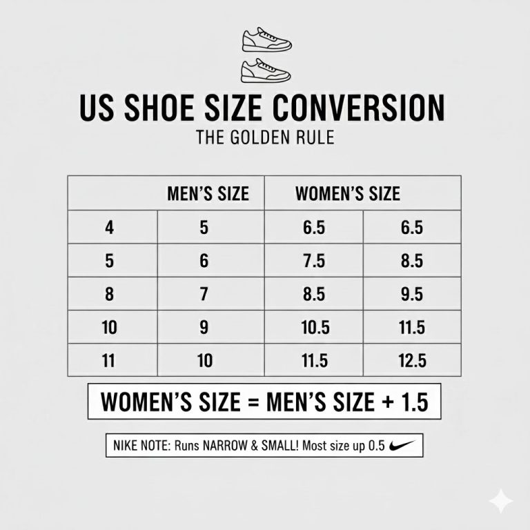 Men’s to Women’s Shoe Size Conversion Guide: Complete Chart