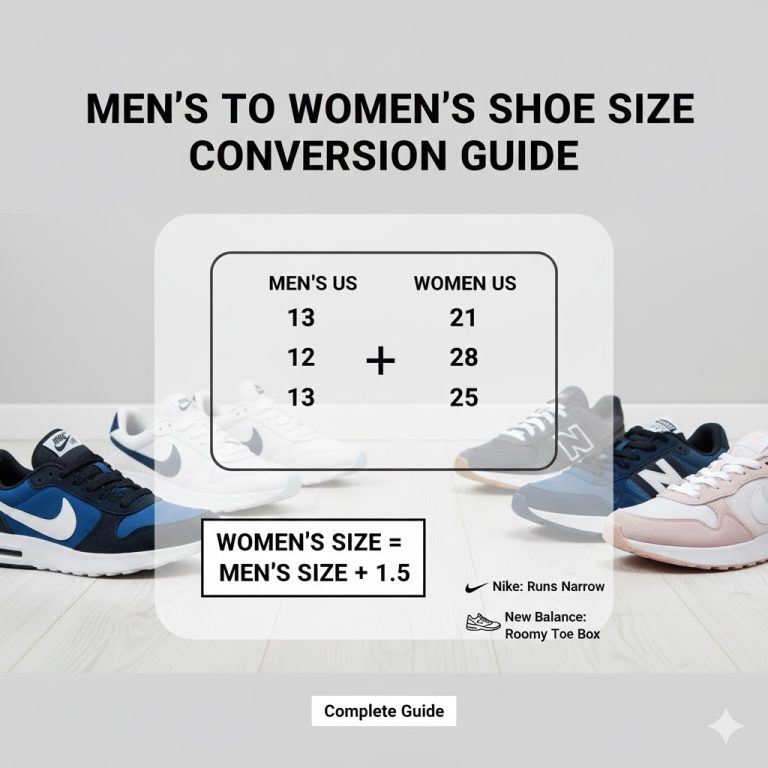 Men’s to Women’s Shoe Size Conversion Guide: Complete Chart, Examples ...